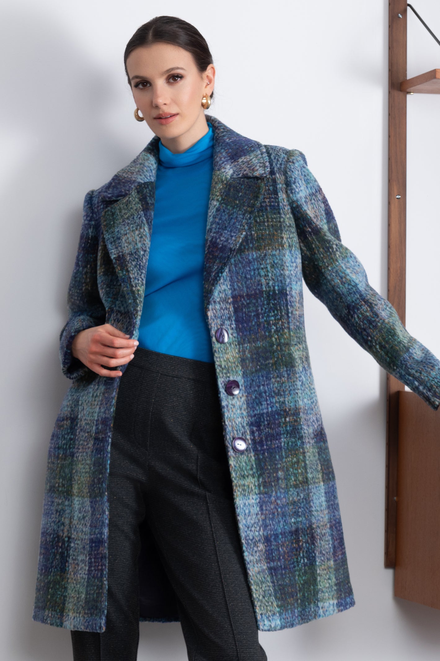 Alison Sheri A46095 Blue Check Three-Button Coat – Rouge Boutique Inverness