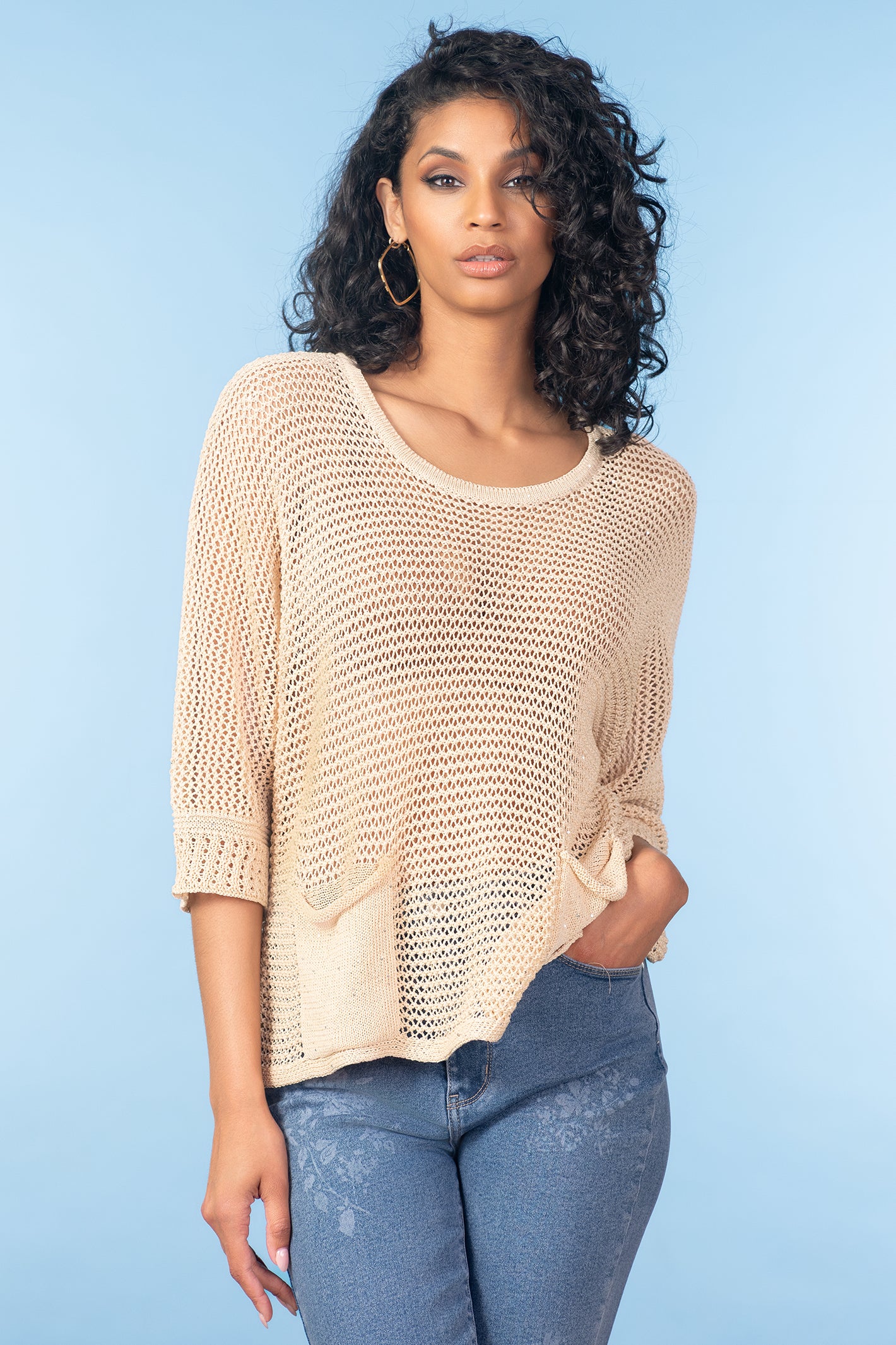 Alison Sheri A47317 Sand Mesh Knit Jumper – Rouge Boutique Inverness