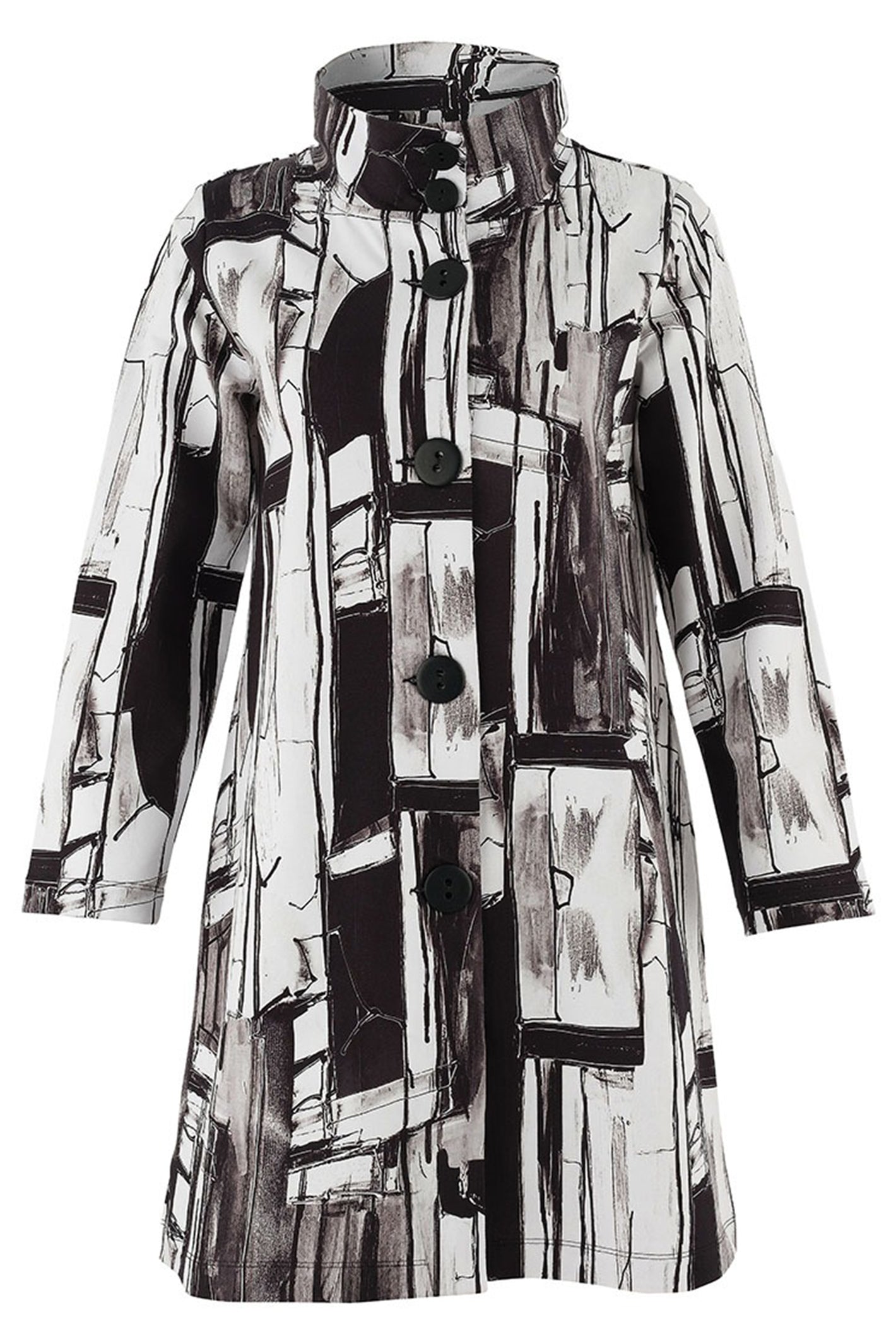 Dolcezza 75636 Black White Print High Neck Coat – Rouge Boutique Inverness