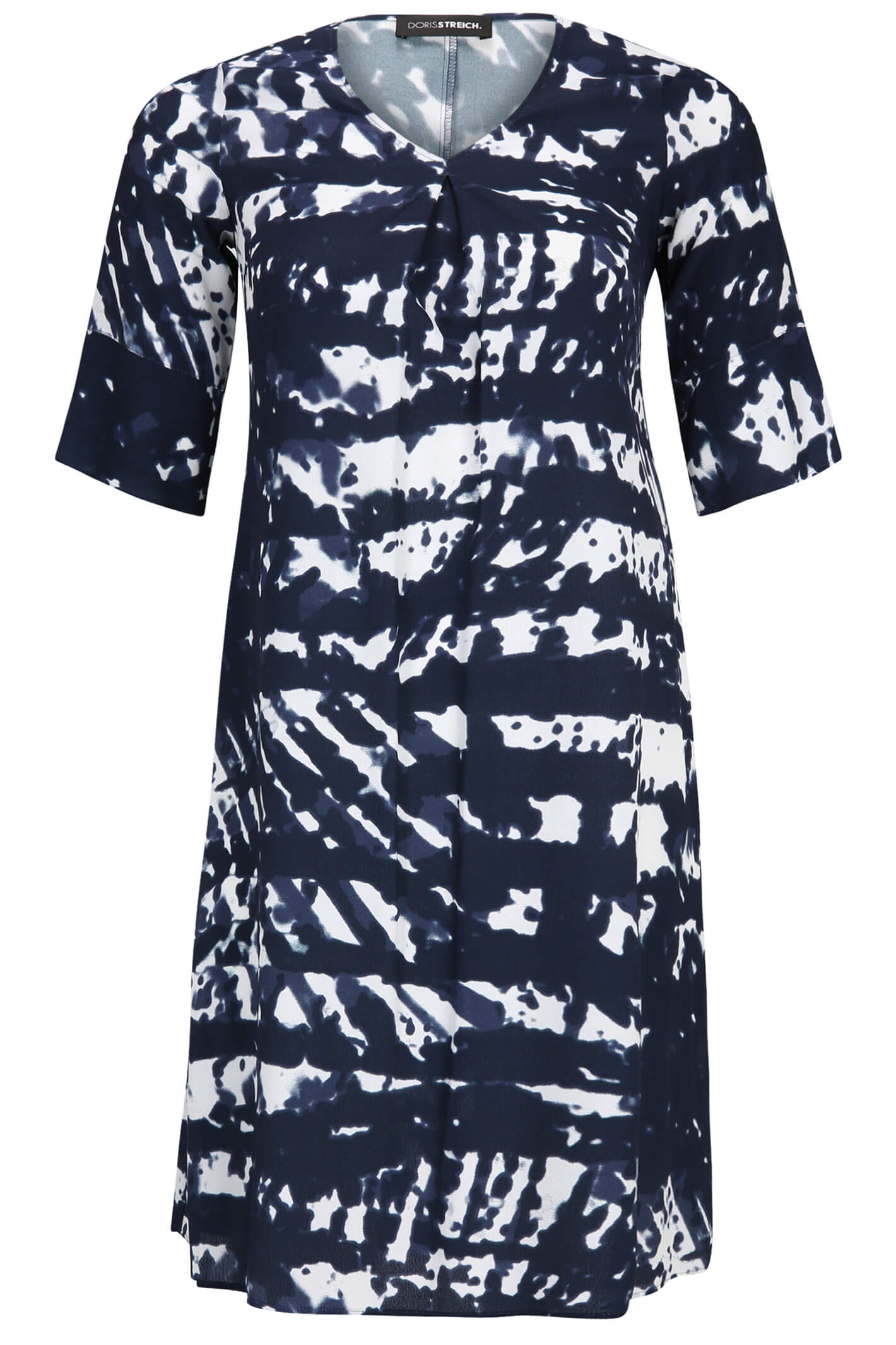 Doris Streich 637 508 Navy Ivory V-Neck Print Dress – Rouge Boutique ...